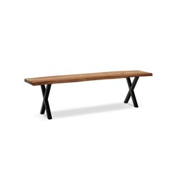 FineBuy Sitzb&auml;nk in Braun / Akazie / 120x40x46 | Gr.: onesize
