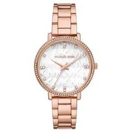 Quarzuhr Michael Kors "PYPER", ros&eacute;goldfarben, wei&szlig;, Armbanduhren, Damen, Quarzuhr, Armbanduhr, Damenuhr, Edelstahlarmband, analog, Glassteine