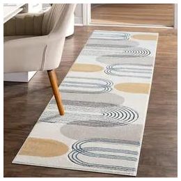 Teppich Carpet City "BONITO 7157", beige, B:80cm H:11mm L:300cm, Obermaterial: 100% Polypropylen, Teppiche, Teppich, L&auml;ufer, Flachflor, Hochtief-Muster/ 3D-Effekt, Geo-Muster, Wohnzimmer