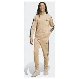 Trainingsanzug Adidas SPORTSWEAR "M 3S TR TT TS", Herren, Gr. S, beige (warm sandstone), Interlock, Obermaterial: 100% Polyester, Sportanz&uuml;ge Trainingsanzug, f&uuml;r Laufen und sportliche Aktivit&auml;ten, zweiteiliges Set