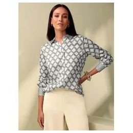 Druckbluse Heine, Damen, Gr. 46, grau (grau, champagner, bedruckt), 100% Viskose, bedruckt, gemustert, mehrfarbig, Blusen Druckbluse