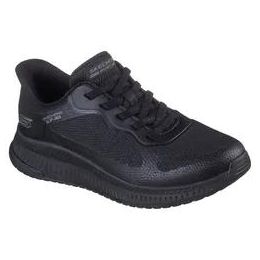 Slip-On Sneaker Skechers "BOBS SQUAD 4", Damen, Gr. 41, schwarz (schwarz uni), Mesh, Synthetik, unifarben, Schuhe, Slipper, Freizeitschuh, Halbschuh mit Memory Foam, Topseller