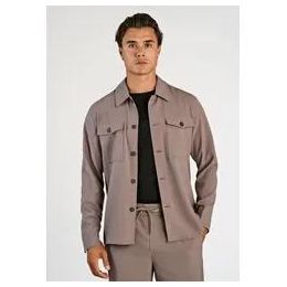 Outdoorhemd LINDBERGH "Hemdjacke Relaxed Fit", Herren, Gr. L, Normalgr&ouml;&szlig;en, braun (deep sand mel), Obermaterial: 65% Polyester, 31% Viskose, 4% Elasthan, Hemden