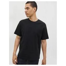 Jack & Jones Rundhalsshirt JACK & JONES "JJEAUSTIN TEE SS NOOS", Herren, Gr. S, schwarz, Single Jersey, Obermaterial: 98% Polyester, 2% Elasthan, unifarben, relaxed fit normal, Rundhals, Shirts Rundhalsshirt, Materialmix, relaxed fit