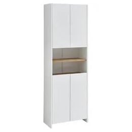 Hochschrank SAPHIR "Quickset 100, Badschrank 61,6 cm breit, 4 T&uuml;ren", wei&szlig;, B:61,6cm H:182,8cm T:32,2cm, Holzwerkstoff, Schr&auml;nke, Hochschrank, 2 Einlegeb&ouml;den, 2 offene F&auml;cher, Badezimmer-Hochschrank, Akzentfuge