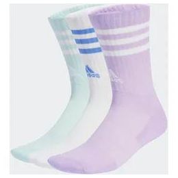Funktionssocken Adidas PERFORMANCE "3-STREIFEN CUSHIONED CREW, 3 PAAR", Damen, Gr. XXL (49/51), powder plum, wei&szlig;, halo mint, Obermaterial: 62% Baumwolle, 36% Polyester, 1% Elasthan, 1% sonstige Fasern, Socken