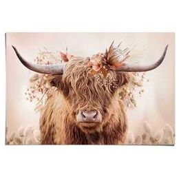Poster Reinders "Highlander in Blumen", beige (farbe bild(er): beige), B:91,5cm H:61cm T:0,1cm, Papier, Bilder, Poster