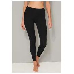Leggings Schiesser "Personal Fit", Damen, Gr. L, N-Gr, schwarz (000, schwarz), Single Jersey, Obermaterial: 55% Viskose, 25% Polyester, 20% Elasthan, unifarben, bequem lang, Hosen Leggings, mit optimaler Passform