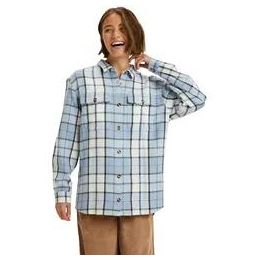 Langarmshirt Roxy "Let It Go Flannel", Damen, Gr. S, blau (blaublizz mariachi plaid small), Obermaterial: 100% Walkfrottier;, Shirts Langarmshirt