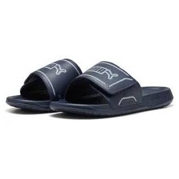 Badesandale Puma "ROYALCAT COMFORT 2", Herren, Gr. 43, blau (Puma navy, cool mid gray), Synthetik, Schuhe, verstellbare Slides, SOFTRIDE-Technologie, leicht profilierte Sohle