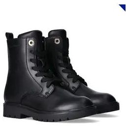 Schn&uuml;rboots Tommy Hilfiger, M&auml;dchen, Gr. 35, schwarz, Synthetik, Schuhe Schn&uuml;rboots, Biker Boots, Winterboots mit Blockabsatz