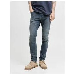 Jack & Jones Slim-fit-Jeans JACK & JONES "JJIGLENN JJFELIX AM 646 NOOS", Herren, Gr. 34, L&auml;nge 34, blau (grau denim), Denim/Jeans, Obermaterial: 98% Baumwolle, 2% Elasthan, Abriebeffekte, slim fit kn&ouml;chellang, Jeans Slim-fit-Jeans
