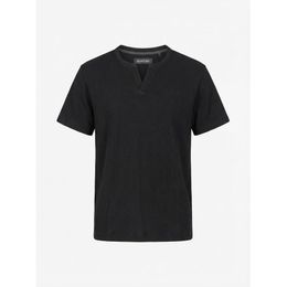 KOROSHI Henley shirt struktur in Schwarz | Gr.: XXL