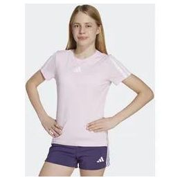T-Shirt Adidas SPORTSWEAR "TRAINING ESSENTIALS 3-STREIFEN KIDS", M&auml;dchen, Gr. 164, pink (clear pink, wei&szlig;), Obermaterial: 100% Polyester, Shirts T-Shirt