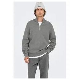 Only & Sons Troyer ONLY & SONS "ONSPHIL REG 12 STRUC HALF ZIP KNIT NOOS", Herren, Gr. XXL, grau (medium grau melange), Strick, Obermaterial: 80% Baumwolle, 20% Nylon, meliert, regular fit normal, hoch geschlossener Ausschnitt, Pullover Troyer, Baumwollmischung, regular fit