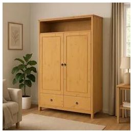W&auml;scheschrank OTTO HOME "Gotland Home Office Schrank, Mehrzweckschrank, B&uuml;roschrank", natur, B:124cm H:178,4cm T:40cm, Massivholz, Schr&auml;nke, mit Ausziehregal, Schublade, stabil + langlebig, Massivholz made in EU
