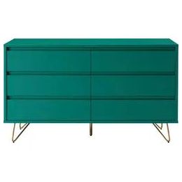 Kommode Salesfever "Bolton Design Sideboard mit Stauraum", gr&uuml;n (gr&uuml;n, gold), B:120cm H:70cm T:40cm, MDF, Metall, Sideboards, Kommode, Haarnadelbeine aus Metall mit Messinglegierung