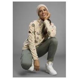 Fleecepullover Kangaroos, Damen, Gr. 44/46, sanftes wei&szlig;, Fleece, Obermaterial: 100% Polyester, gemustert, oversize h&uuml;ftbedeckend, Sweatshirts Fleecepullover, aus kuscheligem Sherpa Fleece, Half-zip