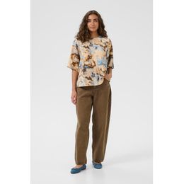 Culture Kurzarm-Bluse CUhizzy Relaxed fit in Brown/Blue Splash | Gr.: XS