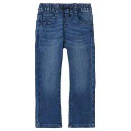 5-Pocket-Jeans s.Oliver JUNIOR, Jungen, Gr. 128, N-Gr, blau (blau used), Denim/Jeans, Obermaterial: 85% Baumwolle, 14% Polyester, 1% Elasthan, unifarben, regular fit kn&ouml;chellang, Jeans 5-Pocket-Jeans, mit elastischem Bund und Kordelzug