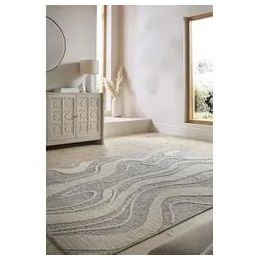 Teppich FLAIR RUGS "Calder", grau, B:120cm H:9mm L:165cm, Kunstfaser, Teppiche, Teppich, waschbar, aus recyceltem Material, Wohnzimmer, Schlafzimmer, Esszimmer