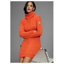 Strickkleid Kangaroos, Damen, Gr. 44/46, N-Gr, orange, Strick, Obermaterial: 60% Baumwolle, 40% Polyacryl, figurumspielend mini, Kleider Strickkleid, mit Rollkragen, Glattstrick & Rippstrick