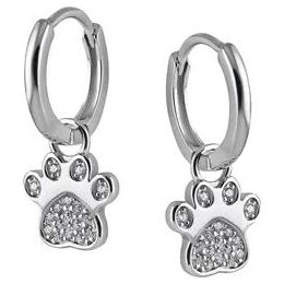 Paar Creolen Firetti "Schmuck Geschenk Silber 925 Ohrschmuck Ohrringe Hunde Pfoten", silberfarben, kristallwei&szlig;, kristallwei&szlig;, Ohrringe, Damen, 11,3mm, Silber 925 (Sterlingsilber), mit Zirkonia (synth.) - Einh&auml;nger abnehmbar