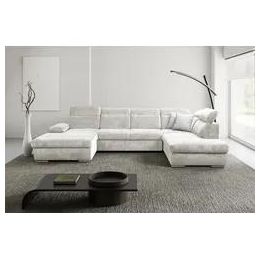 Wohnlandschaft WERK2 "Cordoba inkl. Bett, Bettkasten & Kopfteilfunktion, Breite 359 cm", beige (natur), B:359cm H:86cm T:232cm, 100% Polyester, Sofas, Wohnlandschaft, bequem, komfortable Wellenunterfederung, inkl. Schlaffunktion, U-Form