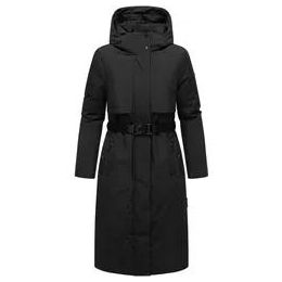 Wintermantel Navahoo "Waldbummler 14", Damen, Gr. XXL (44), schwarz, Obermaterial: 100% Polyester. Innenfutter: 100% Polyester. Wattierung: 100% Polyester. &Auml;rmelfutter: 100% Polyester, tailliert knielang, hoch geschlossener Ausschnitt, &Auml;rmel ohne &Auml;rmelschlitz Rippstrickb&uuml;ndchen, M&auml;ntel Wintermantel, Wasserabweisender Winterparka mit Kapuze und Tailleng&uuml;rtel