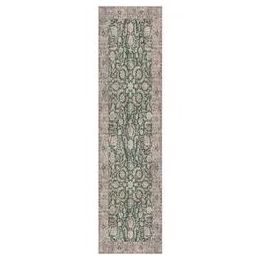 Teppich FLAIR RUGS "Beau Floral", gr&uuml;n, B:60cm H:2mm L:230cm, Kunstfaser, Teppiche, Teppich, Waschbarer Vintage Teppich, Wohnzimmer, Schlafzimmer, Esszimmer