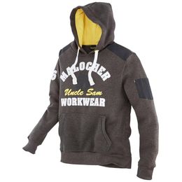 Uncle Sam Strickfleecehoodie in oliv melange/gelb | Gr.: M