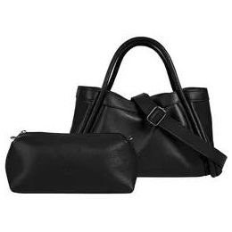 Henkeltasche CLUTY "2 in 1", Damen, Gr. B/H/T: 34cm x 20cm x 13cm onesize, schwarz, Leder, leicht gl&auml;nzend, unifarben, Taschen, echt Leder, Made in Italy
