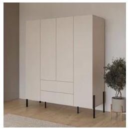 Kleiderschrank OTTO HOME "Jukon, moderner Kleiderschrank mit Metallf&uuml;&szlig;en", kaschmir, B:180cm H:210cm T:59,5cm, FSC-zertifizierter Holzwerkstoff, Melamin, Metall, Schr&auml;nke, Kleiderschrank, Dreht&uuml;renschrank 4 T&uuml;ren/2 Schubk&auml;sten, push to open Funktion