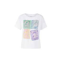 Marc Cain COLLECTIONS Verziertes Baumwollshirt in Wei&szlig; | Gr.: 36