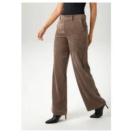 Cordhose Aniston CASUAL, Damen, Gr. 36, N-Gr, braun, Cord, Obermaterial: 88% Polyester, 10% Polyamid, 2% Elasthan, leicht gl&auml;nzend, unifarben, l&auml;ssig geschnitten lang, Hosen Cordhose, mit trendigem, weiten Bein