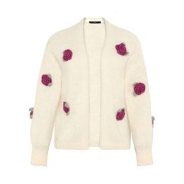Zero Strickjacke mit bunten 3D Blumen in Patch Cream/Pink | Gr.: S