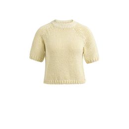 Yaya Chunky Knit Sweater mit kurzem Arm und Rundhalsausschnitt in Reed Yellow Dessin | Gr.: L