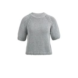 Yaya Chunky Knit Sweater with Short Sleeves in Iron Grey | Gr.: M