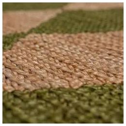 Teppich FLAIR RUGS "Effie Diamond", gr&uuml;n, B:80cm H:5mm L:230cm, Baumwolle, Jute, Teppiche, Teppich, handgekn&uuml;pft
