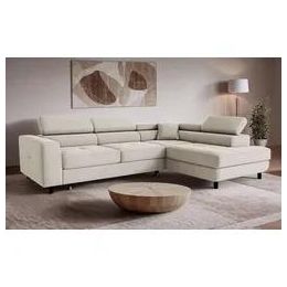 Ecksofa OTTO HOME "AADEN Schlafsofa 254 cm - OTTO. Verl&auml;ssliche Qualit&auml;t.", beige (taupe), B:254cm H:90cm T:199cm, 100% Polyester, Sofas, Ecksofa, mit Bettfunktion, Bettkasten, Kopfst&uuml;tzen, rechts/links bestellbar, Topseller