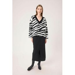 Soaked in Luxury Strickpullover SLSorea Baggy fit in Black and White Animal | Gr.: L