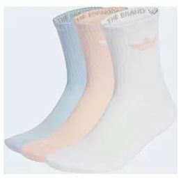 Sportsocken Adidas ORIGINALS "TREFOIL CUSHION CREW SOCKEN, 3 PAAR", Herren, Gr. L (43/45), wei&szlig;, crystal sky, sandy pink, Obermaterial: 65% Baumwolle, 31% Polyester, 3% Elasthan, 1% Polyamid, Socken Sportsocken, f&uuml;r Erwachsene, 3er-Pack, mit Logodruck, wadenlang