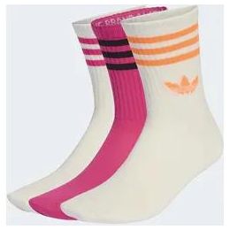 Sportsocken Adidas ORIGINALS "3-STREIFEN CREW 3ER-PACK", Herren, Gr. XL (46/48), sanftes wei&szlig;, shock pink, sanftes wei&szlig;, Obermaterial: 49% Baumwolle, 48% Polyester, 2% Elasthan, 1% Polyamid, Socken Sportsocken, f&uuml;r Laufen, kn&ouml;chellang, mit 3-Streifen und Trefoil Logo