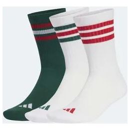 Sportsocken Adidas SPORTSWEAR "3S ESS C CRW 3P", Damen, Gr. XXL (49/51), team dunkelgr&uuml;n, wei&szlig;, better scarlet, Obermaterial: 59% Baumwolle, 37% Polyester, 3% Elasthan, 1% Polyamid, Socken Sportsocken