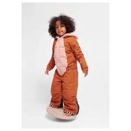 Schneeoverall WeeDo "SQUIRDO", M&auml;dchen, Gr. 116/128, leather braun mellow rose, Obermaterial: 100% Polyester; Futter: 100% Polyester; F&uuml;llung: 100% Polyester; &Auml;rmelfutter: 100% Polyamid, Overalls, Mitwachsender Schneeanzug