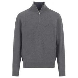 Troyer Fynch-Hatton, Herren, Gr. XL, steel, Strick, Obermaterial: 90% Wolle, 10% Kaschmir, unifarben, regular fit taillenbedeckt, ohne Ausschnitt, Rippb&uuml;ndchen, Pullover Troyer, mit Logo Stickerei