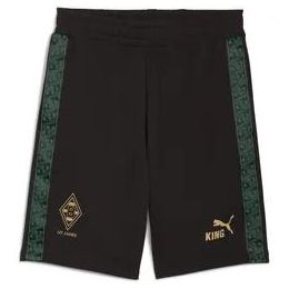 Sporthose Puma "Borussia M&ouml;nchengladbach KING Shorts Herren", Herren, Gr. S, Normalgr&ouml;&szlig;en, schwarz (schwarz gold), Obermaterial: 32% Polyester, 68% Baumwolle. Taschenfutter: 100% Baumwolle. Besatz: 100% Polyester, unifarben, regular fit, Hosen Sporthose