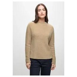 Stehkragenpullover Street One, Damen, Gr. 34, sanded beige, Stoff, 78% Polyamid, 12% Polyacryl, 10% Baumwolle, unifarben, normal normal, Rundhals, abgesteppt, Pullover Stehkragenpullover, aus softem Materialmix