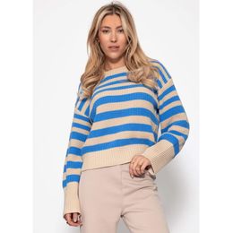 SASSYCLASSY Gestreifter Baumwoll-Pullover in Blau | Gr.: S