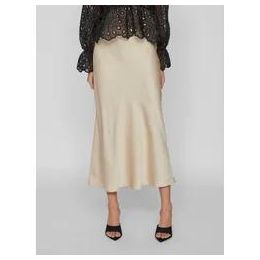 Maxirock Vila "VIELLETTE HW LONG SKIRT - NOOS", Damen, Gr. 38, cement, Web, Obermaterial: 100% Polyester, unifarben, Basic schmal wadenlang, R&ouml;cke Maxirock, Kunstfaser